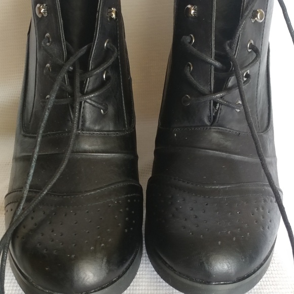 Nature Breeze | Shoes | Nature Breeze Black Wedge Lace Up Shoes | Poshmark